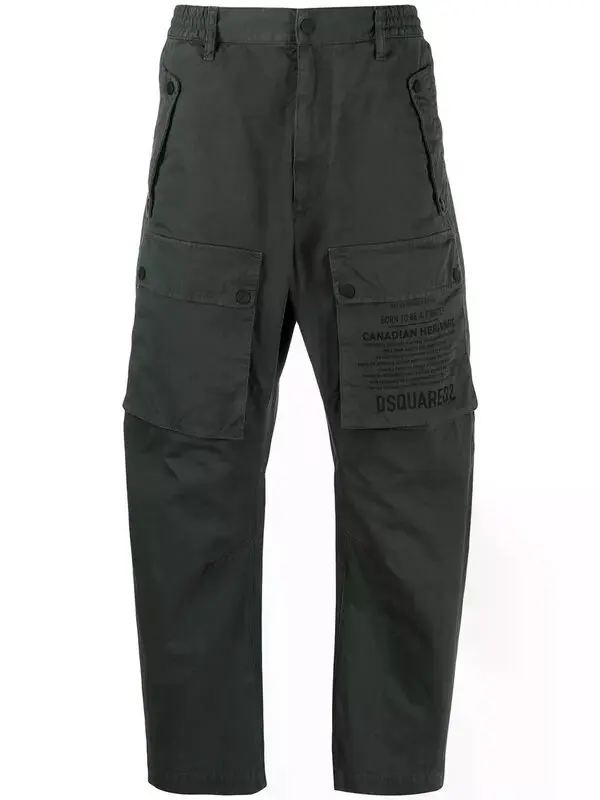 Dsquared2 Cargo Trousers With Printed Logo - Grey