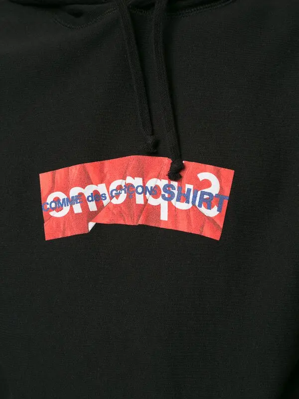 Supreme X Commes Des Garçons Logo-print Hoodie - Black