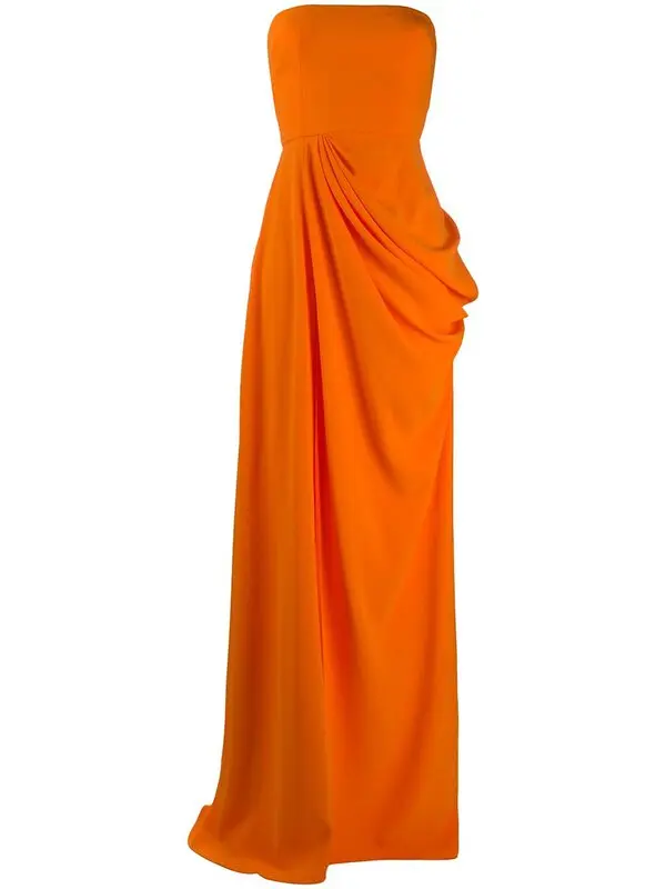 alex perry orange strapless dress Alex Perry Ruched Side Front Slit Evening Dress In Orange - 57% Off