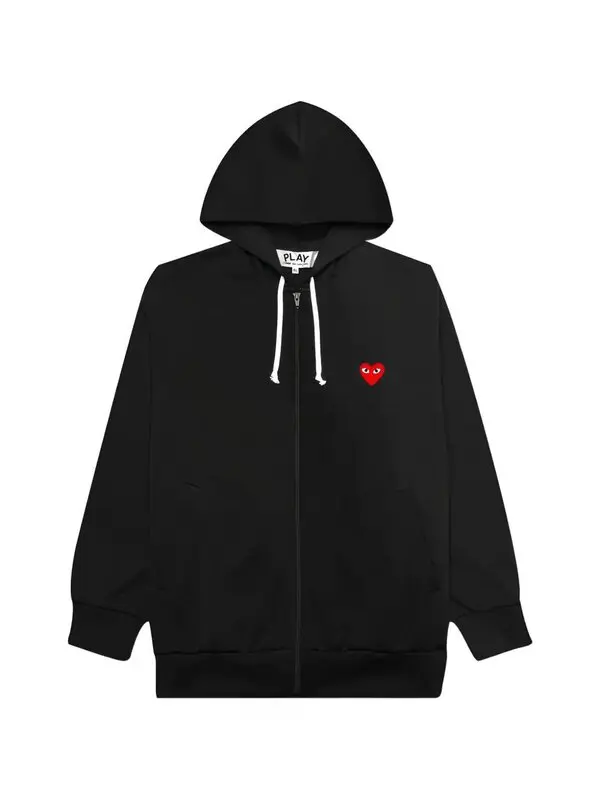 Play Comme Des Garcon Zip-up Hoodie With Heart Patch - Black