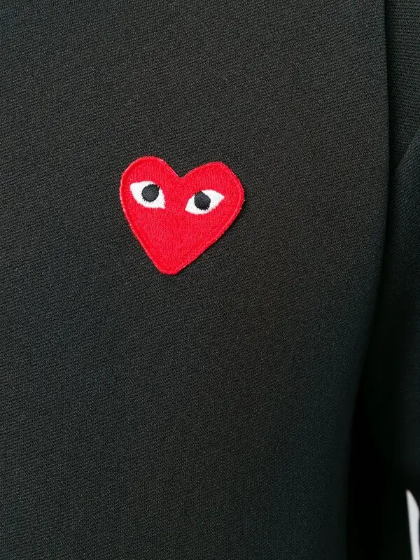 Play Comme Des Garcon Zip-up Hoodie With Heart Patch - Black
