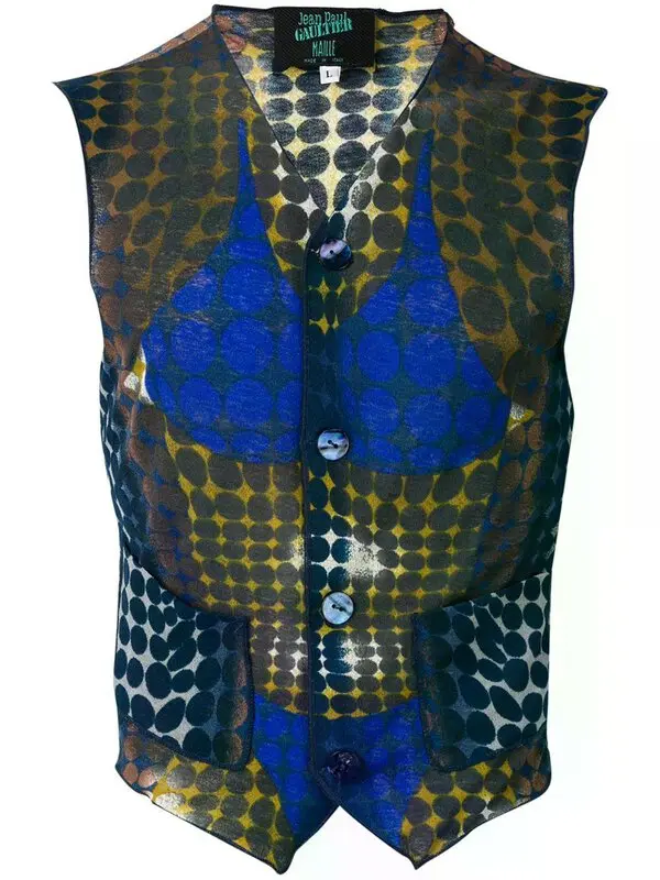Jean Paul Gaultier 1996 Trompe L'oeil Sheer Waistcoat - Blue
