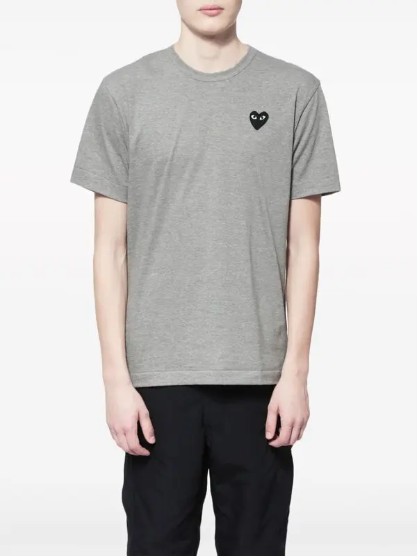Play Comme Des Garcon Heart-patch Cotton T-shirt - Grey