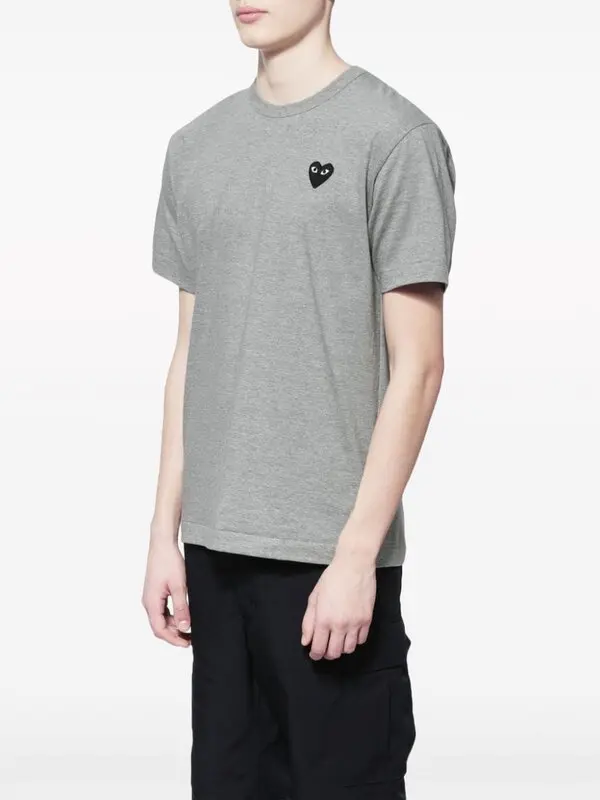 Play Comme Des Garcon Heart-patch Cotton T-shirt - Grey