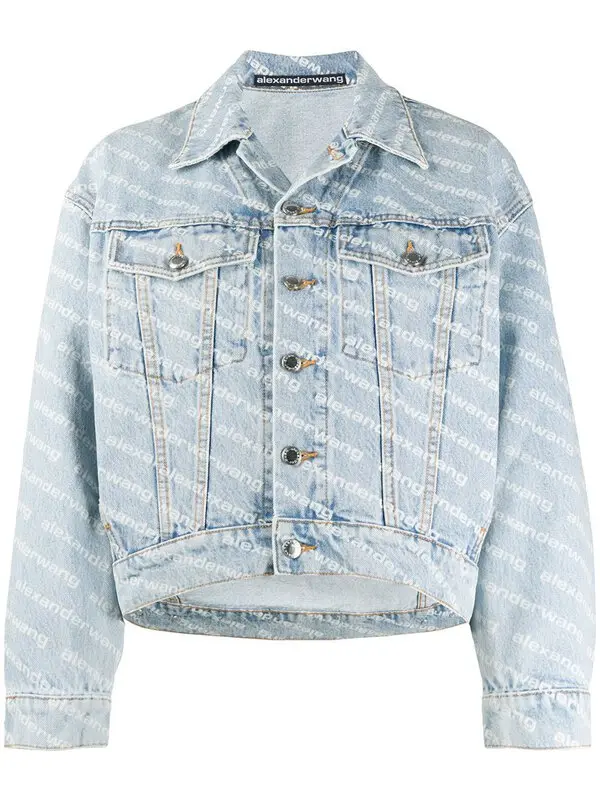 Alexander Wang Logo-print Denim Jacket - Blue