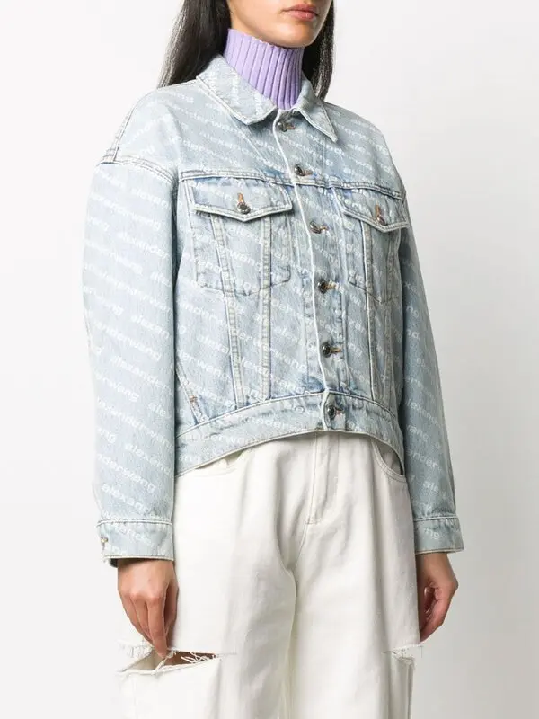 Alexander Wang Logo-print Denim Jacket - Blue