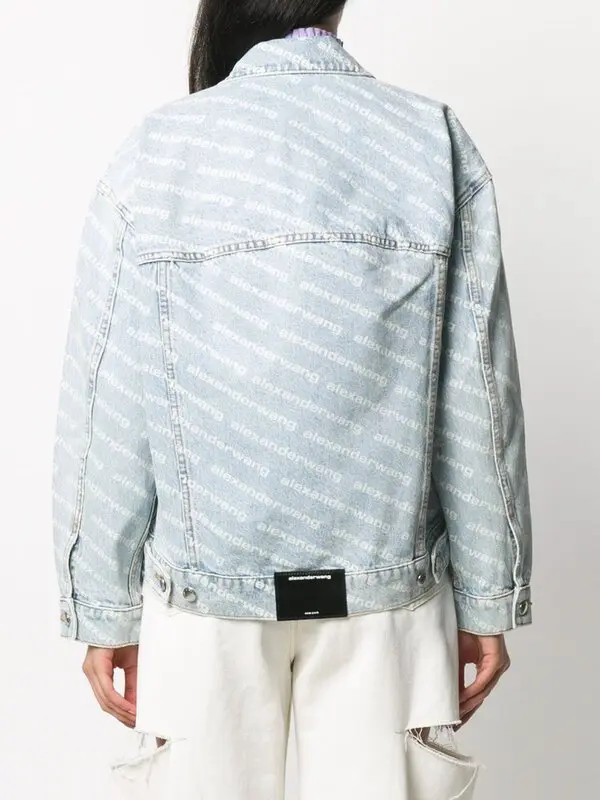 Alexander Wang Logo-print Denim Jacket - Blue