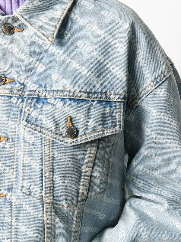 Alexander Wang Logo-print Denim Jacket - Blue