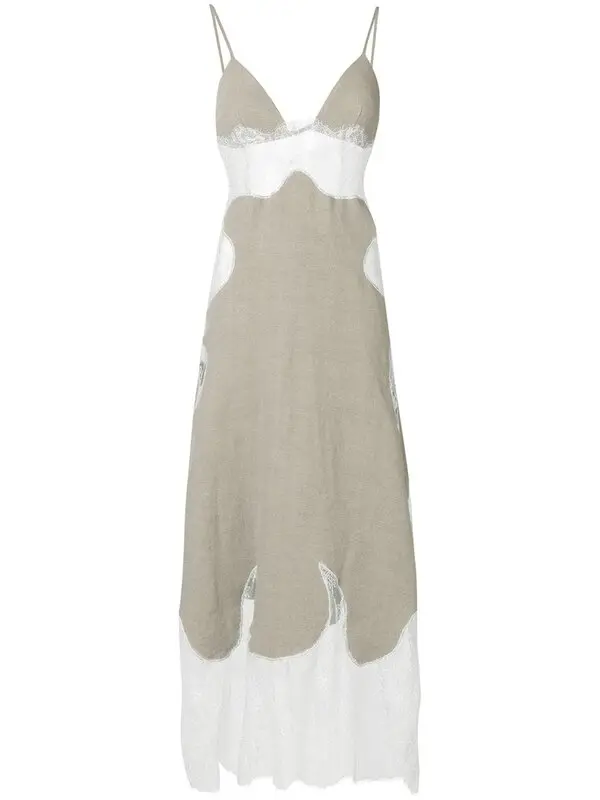 Off-White Panelled Lace Slip Dress