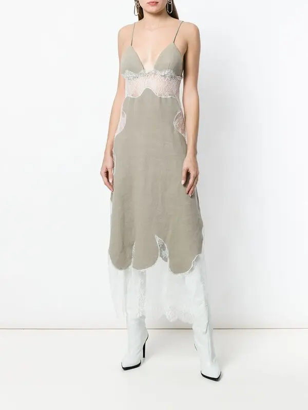 Off-White Panelled Lace Slip Dress