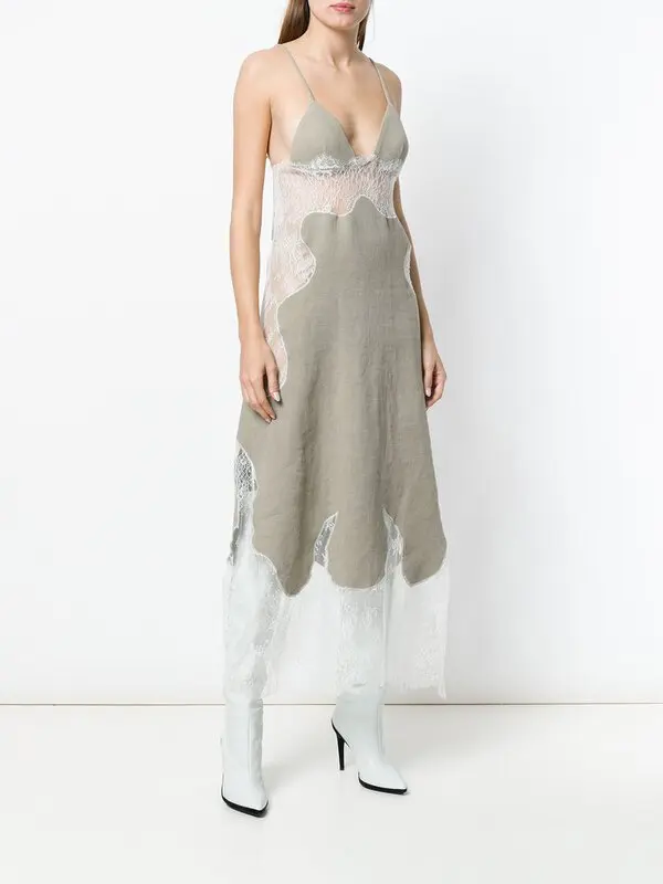 Off-White Panelled Lace Slip Dress
