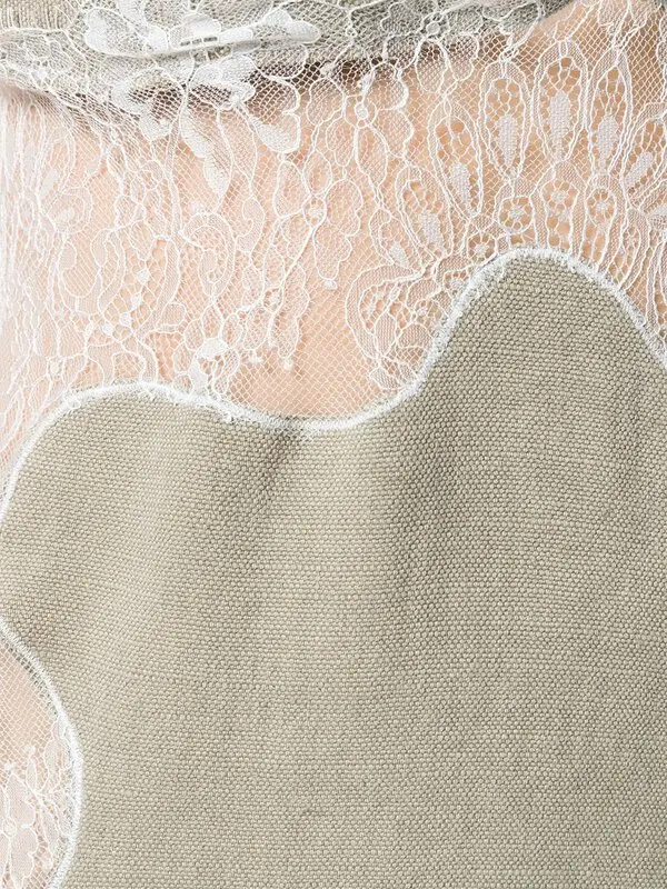 Off-White Panelled Lace Slip Dress