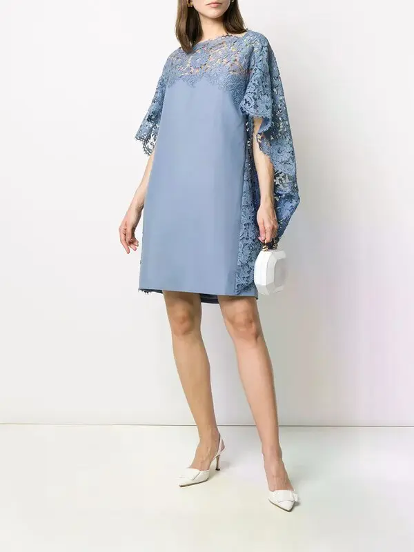 Valentino Garavani Lace Cape Mini Dress In Blue - 59% Off | Editorialist