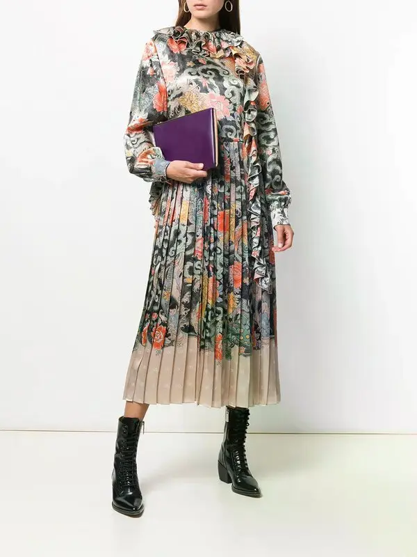 Valentino Garavani Oriental Print Satin Dress