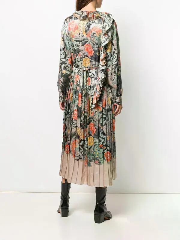 Valentino Garavani Oriental Print Satin Dress