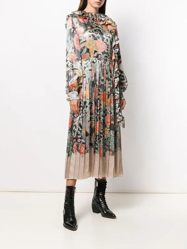 Valentino Garavani Oriental Print Satin Dress