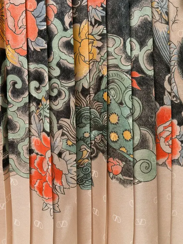 Valentino Garavani Oriental Print Satin Dress