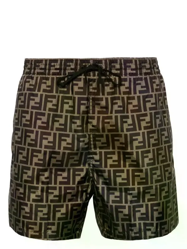 Fendi Logo-pattern Swim Shorts - Brown