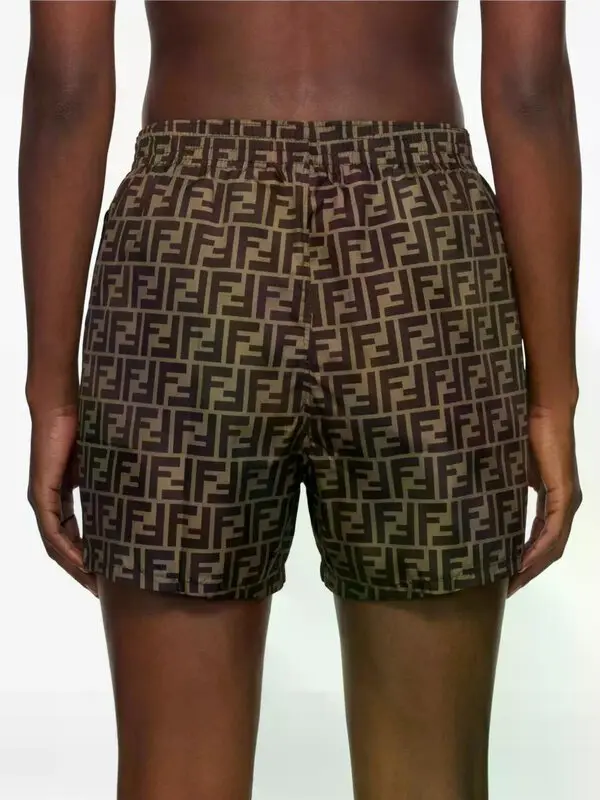 Fendi Logo-pattern Swim Shorts - Brown