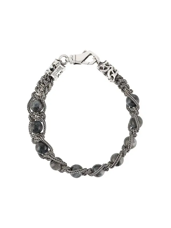 Emanuele Bicocchi Beaded Braided-chain Bracelet - Grey