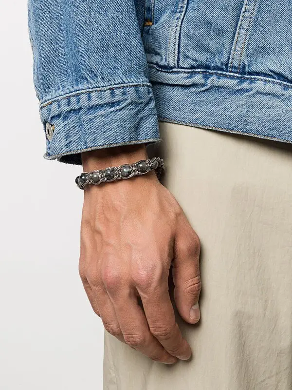 Emanuele Bicocchi Beaded Braided-chain Bracelet - Grey