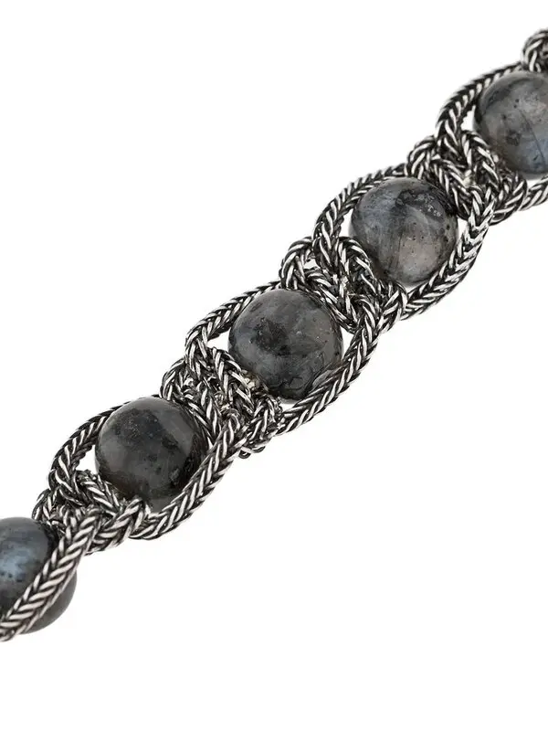 Emanuele Bicocchi Beaded Braided-chain Bracelet - Grey