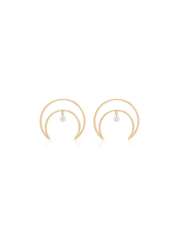 PERSEE 18kt Crescent Moon Diamond Earrings - Gold