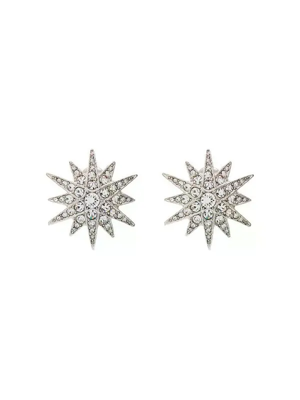 KENNETH JAY LANE Starburst -tone Crystal Clip Earrings - Silver