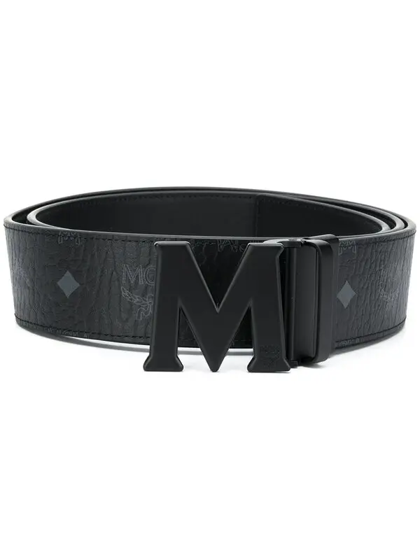 Mcm Claus M Matte Reversible Belt - Black