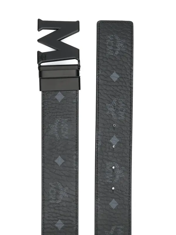 Mcm Claus M Matte Reversible Belt - Black