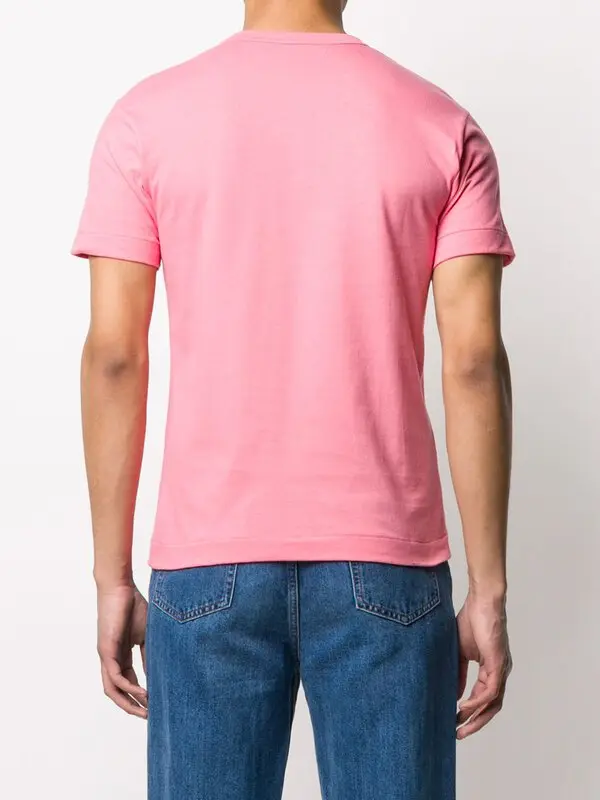 Play Comme Des Garcon Heart Print Round Neck T-shirt - Pink