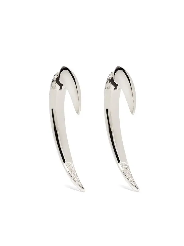 SHAUN LEANE Diamond Hook Earrings - Silver