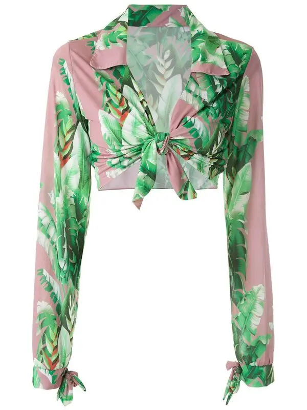 AMIR SLAMA Printed Crop Top - Green