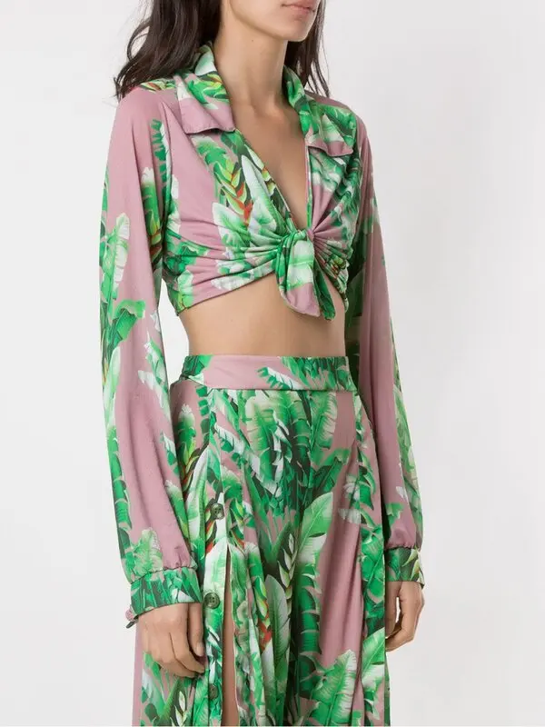 AMIR SLAMA Printed Crop Top - Green