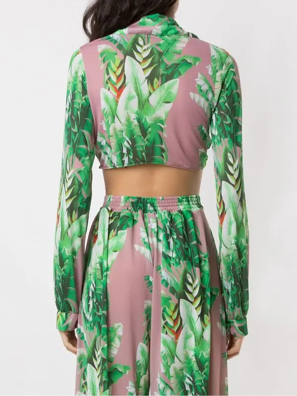 AMIR SLAMA Printed Crop Top - Green