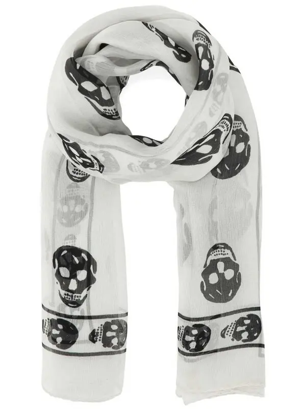 Alexander McQueen Skull Print Scarf - White