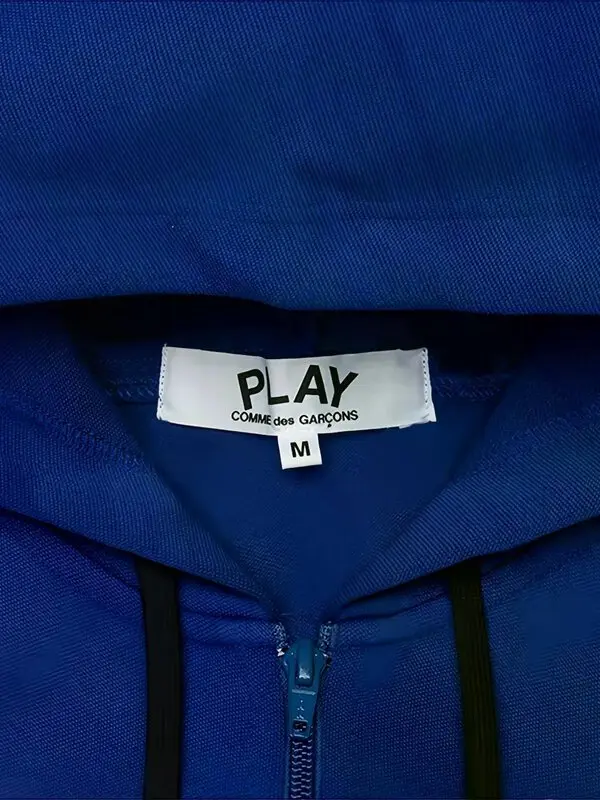 Play Comme Des Garcon Drawstring Zip Hoodie - Blue