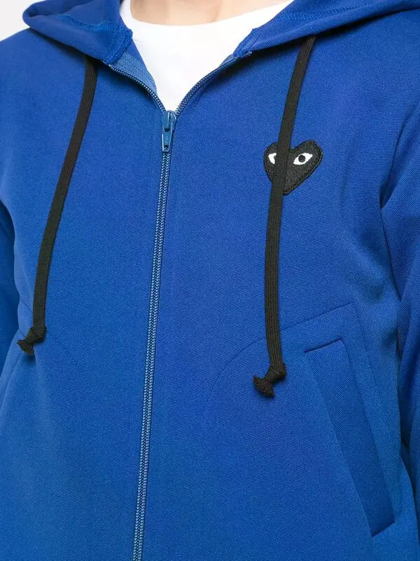 Play Comme Des Garcon Drawstring Zip Hoodie - Blue