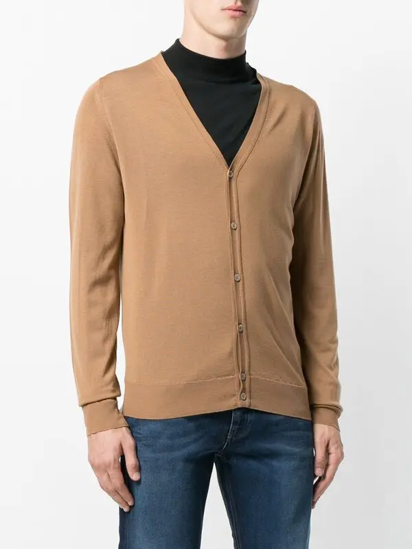 John Smedley Merino Wool Cardigan - Brown