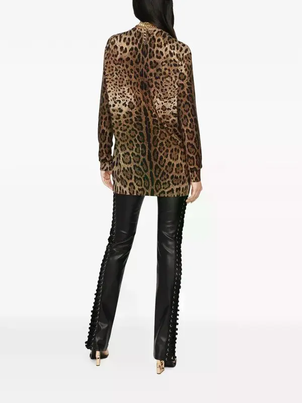 Dolce & Gabbana Leopard-print Cashmere Cardigan - Brown