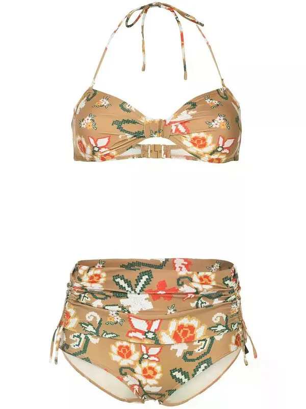 MULLER OF YOSHIOKUBO Floral Bikini Set - Brown
