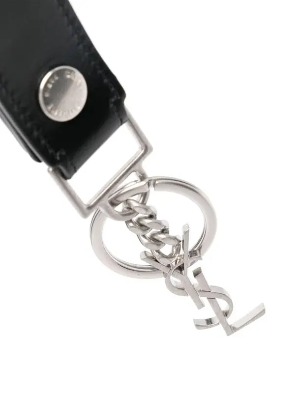 Saint Laurent Monogram Leather Keyring - Black