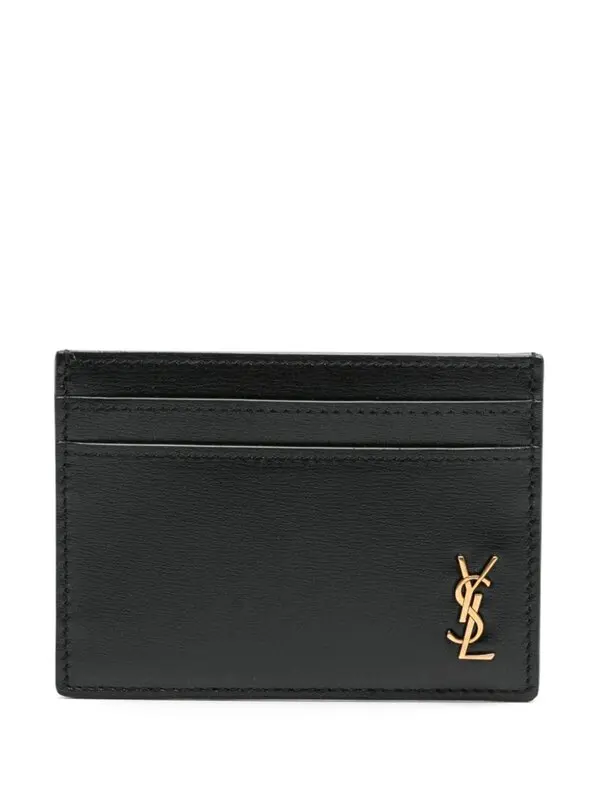 Saint Laurent Cassandre-logo Leather Card Holder - Black