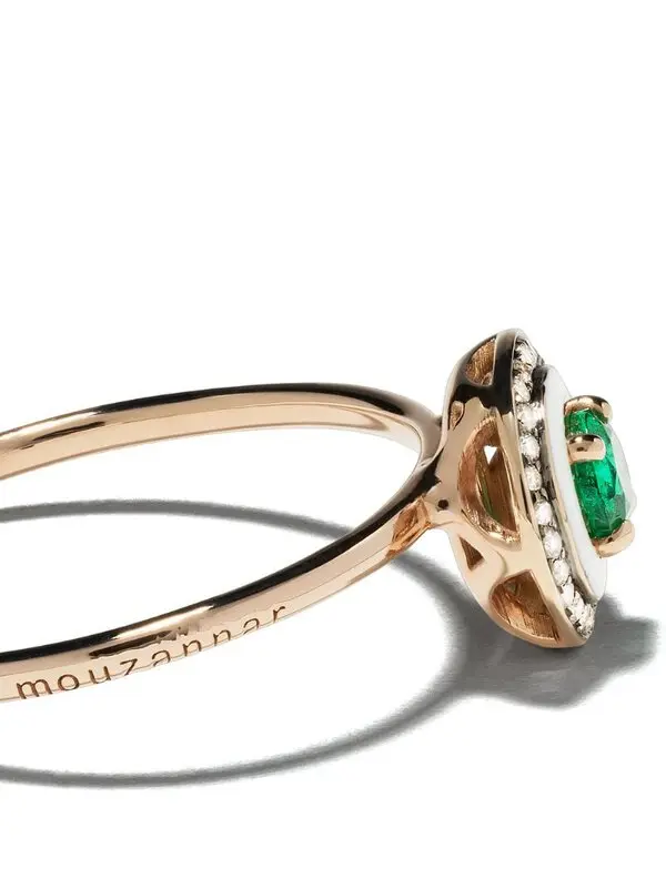 SELIM MOUZANNAR 18kt Diamond And Emerald Ring - Rose Gold