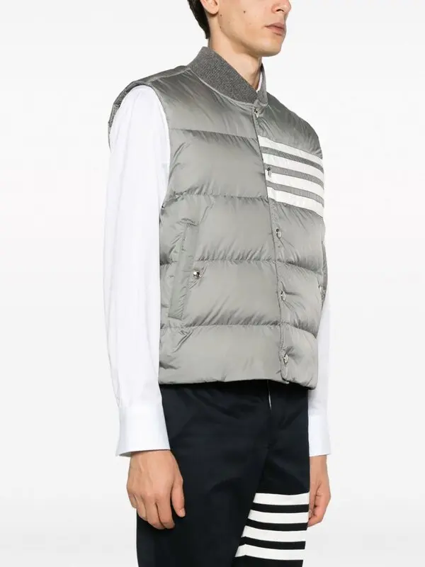 Thom Browne 4-bar Matte Nylon Down Vest - Grey