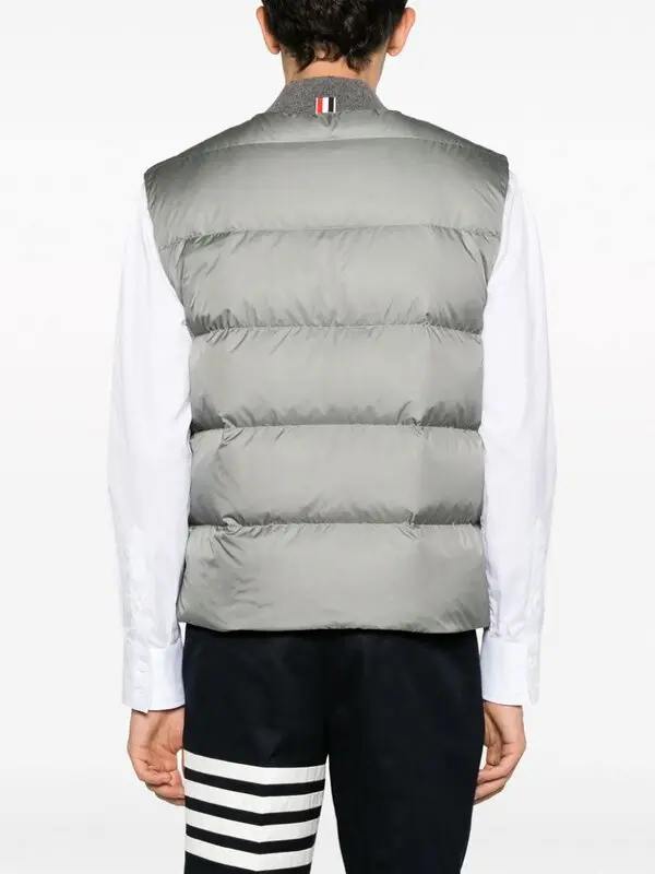 Thom Browne 4-bar Matte Nylon Down Vest - Grey