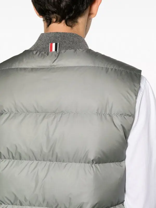 Thom Browne 4-bar Matte Nylon Down Vest - Grey