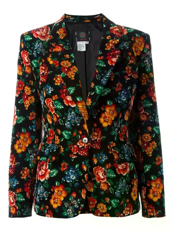 Kenzo 1980s Floral-print Blazer - Black