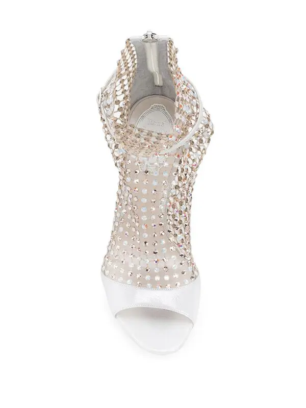 Rene Caovilla Woven Sequin 105mm Sandals - Silver