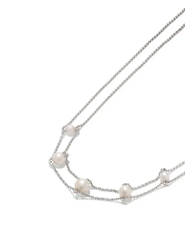Yoko London Freshwater Pearl And Diamond Choker Necklace - Silver